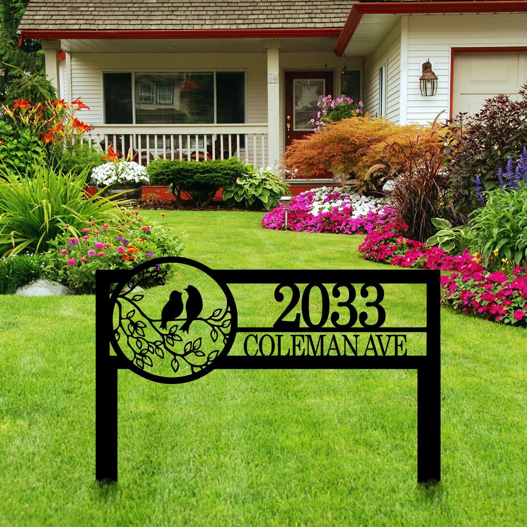 Personalized Metal Garden Sign, Garden Lover Gift, Birds on Branch ...