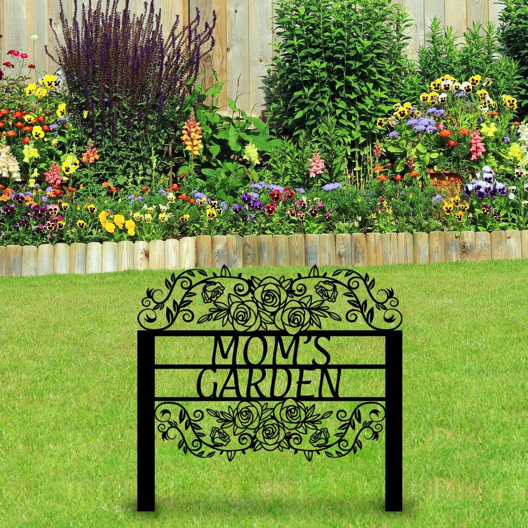 Customized Garden Stake With Rose, Personalized Garden Name Stake, Rose ...