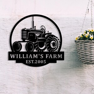 Customized Metal Tractor Sign, Personalized Metal Farm Name Sign, Farm ...