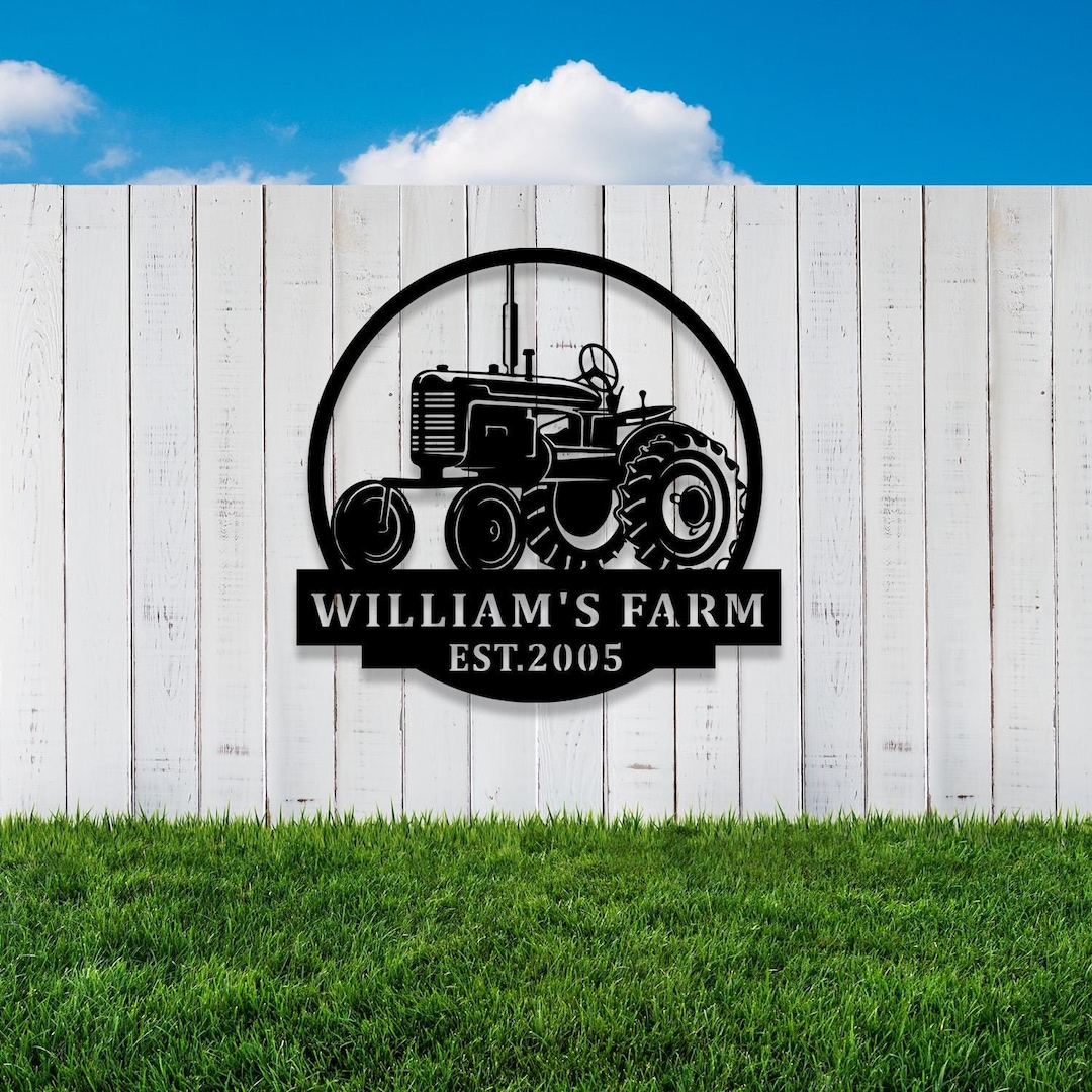 Customized Metal Tractor Sign, Personalized Metal Farm Name Sign, Farm ...