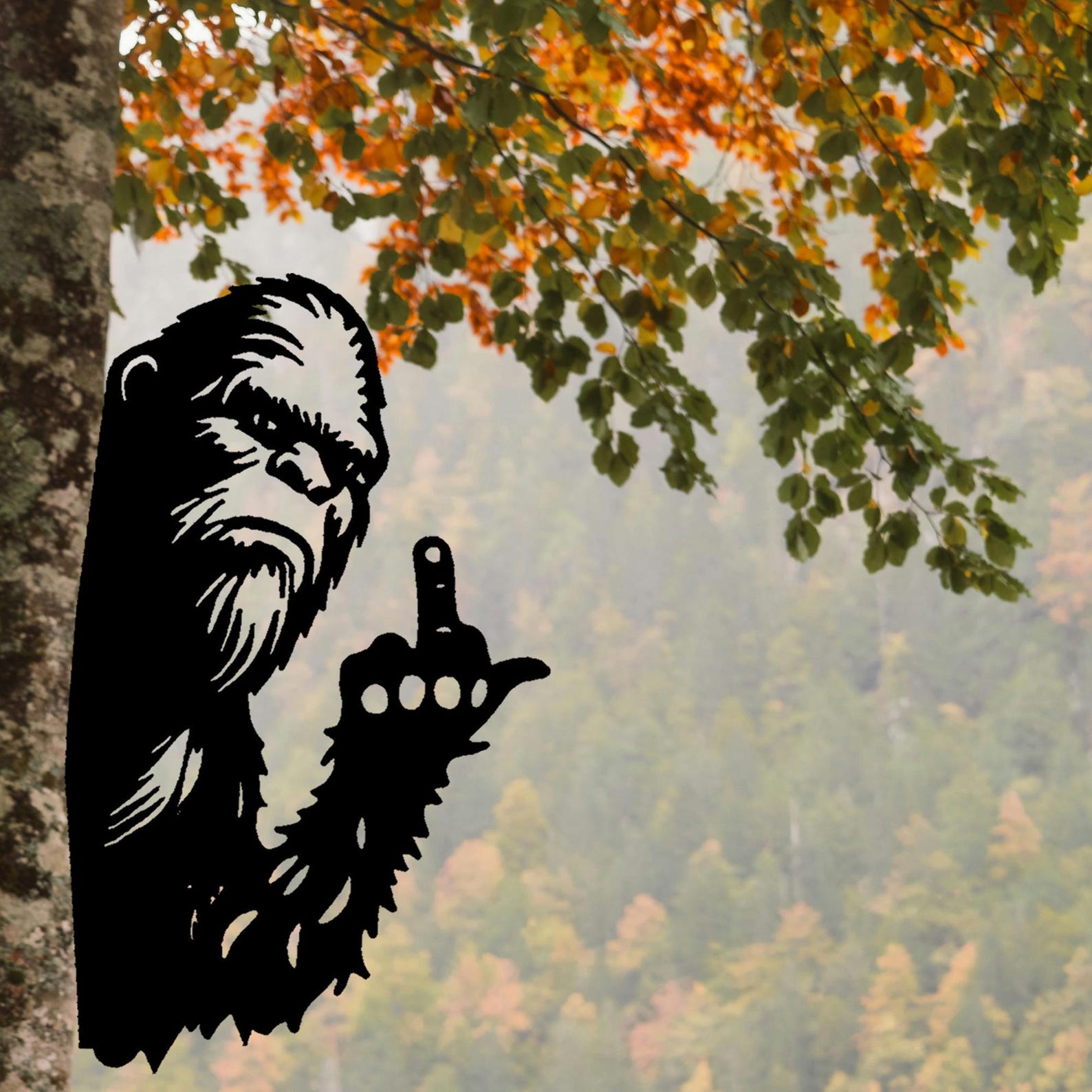 Bigfoot Metal Sign, Sasquatch Tree, Tree Yard Decor, Sasquatch Wall Art ...