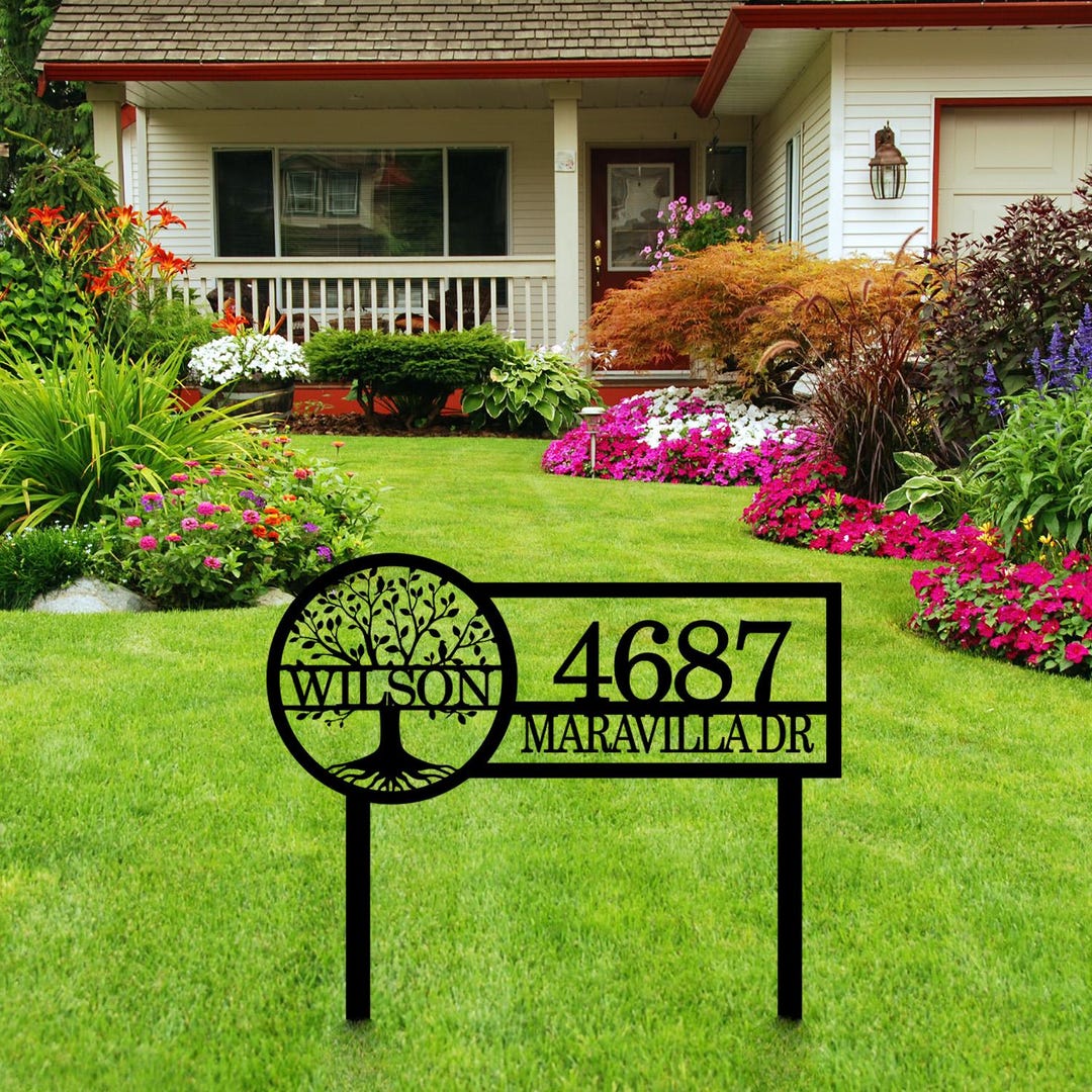 Personalized Tree of Life Monogram Yard Sign, Garden Sign Gift, Custom ...