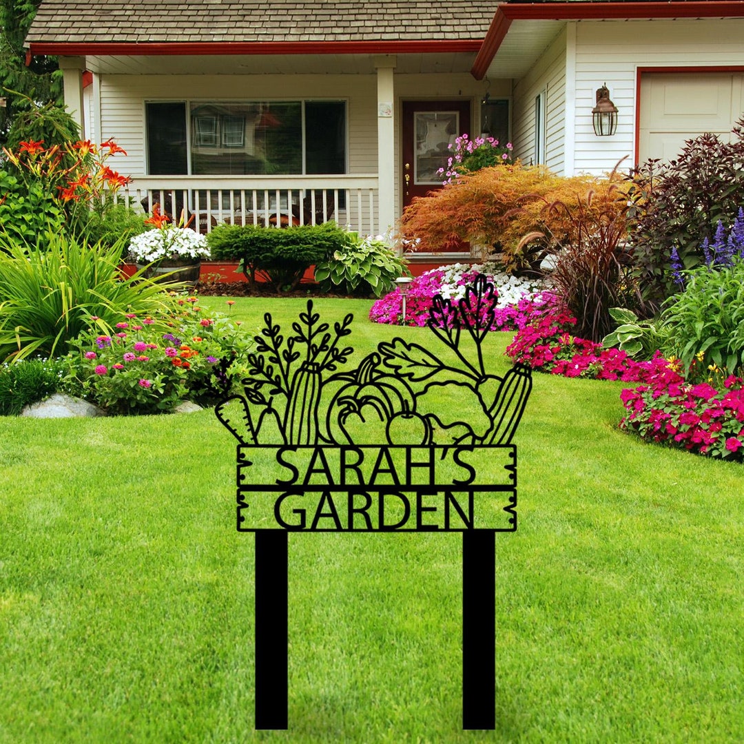 Customized Metal Garden Stake, Personalized Garden Name Vegetables Sign ...