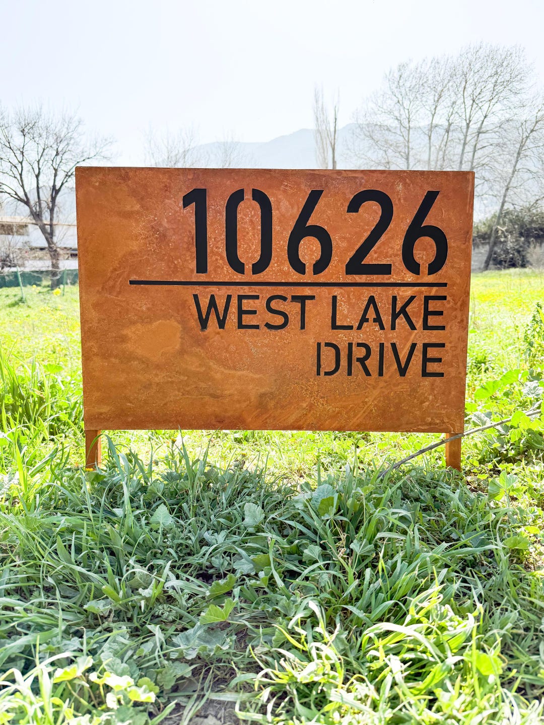 Custom Metal Address Yard Sign, Personalized House Number Plaque, New ...