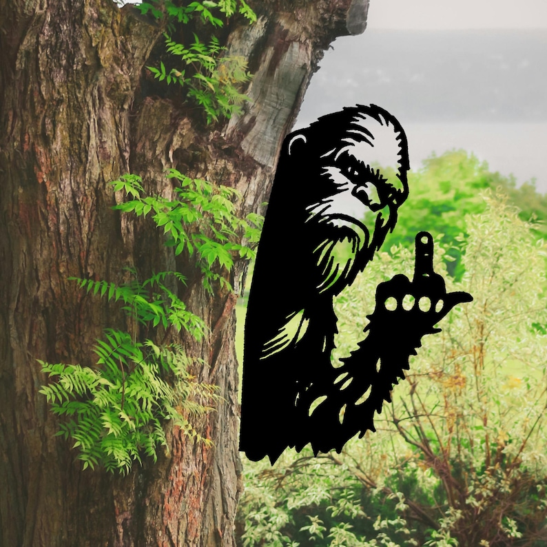 Bigfoot Metal Sign, Sasquatch Tree, Tree Yard Decor, Sasquatch Wall Art ...