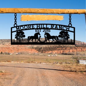 Metal Farm Ranch Sign With Horse Decor, Personalized Country Home Gift ...