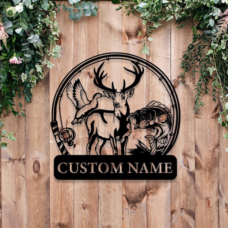 Personalized Hunting Name Sign, Customized Hunter Lover Gift, Outdoor ...