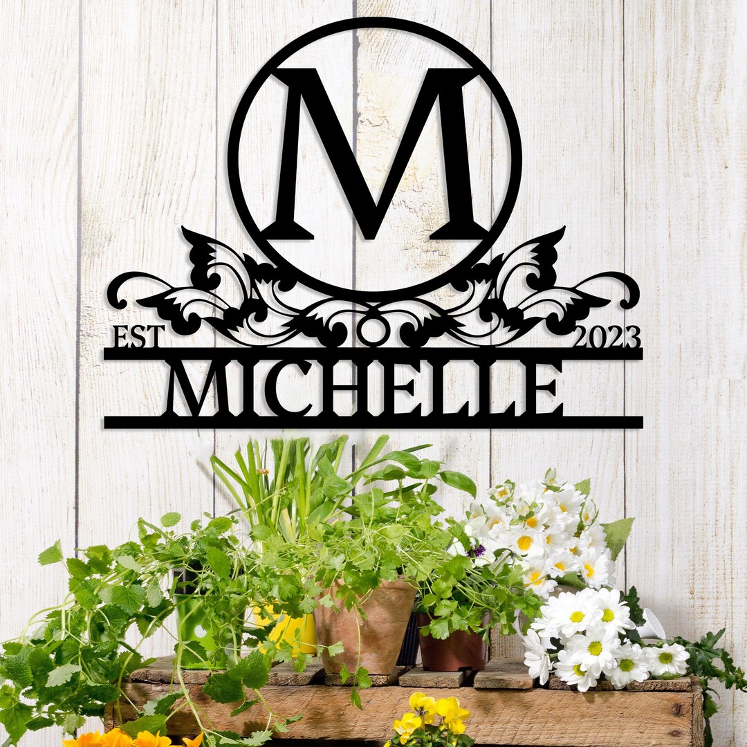 Personalized Metal Monogram Wall Sign, Family Name Metal Wall Decor ...