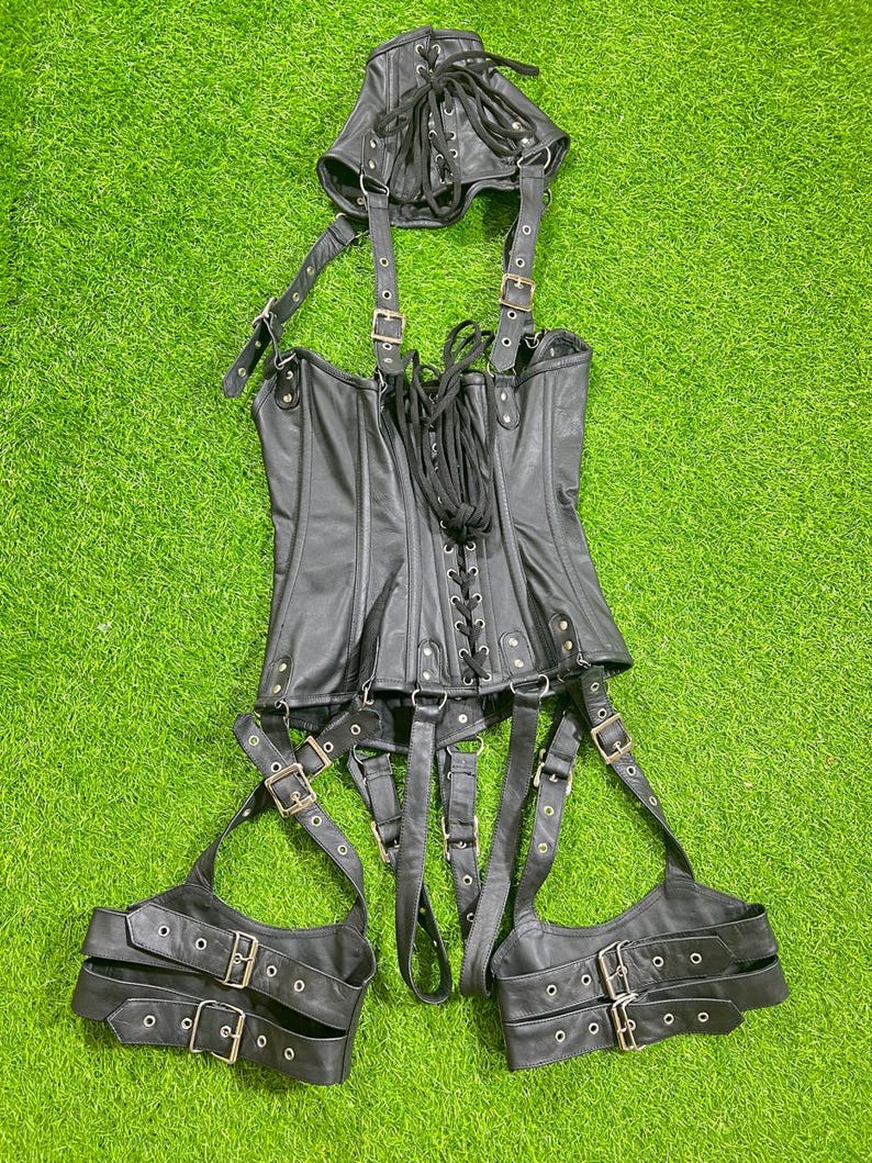 Women Stylish Leather Heavy Duty Padded Straitjacket Club Wear Straight ...