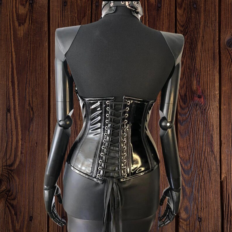 Sexy Vinyl and Leather Corset With Matching Belted Collar Sleek and ...