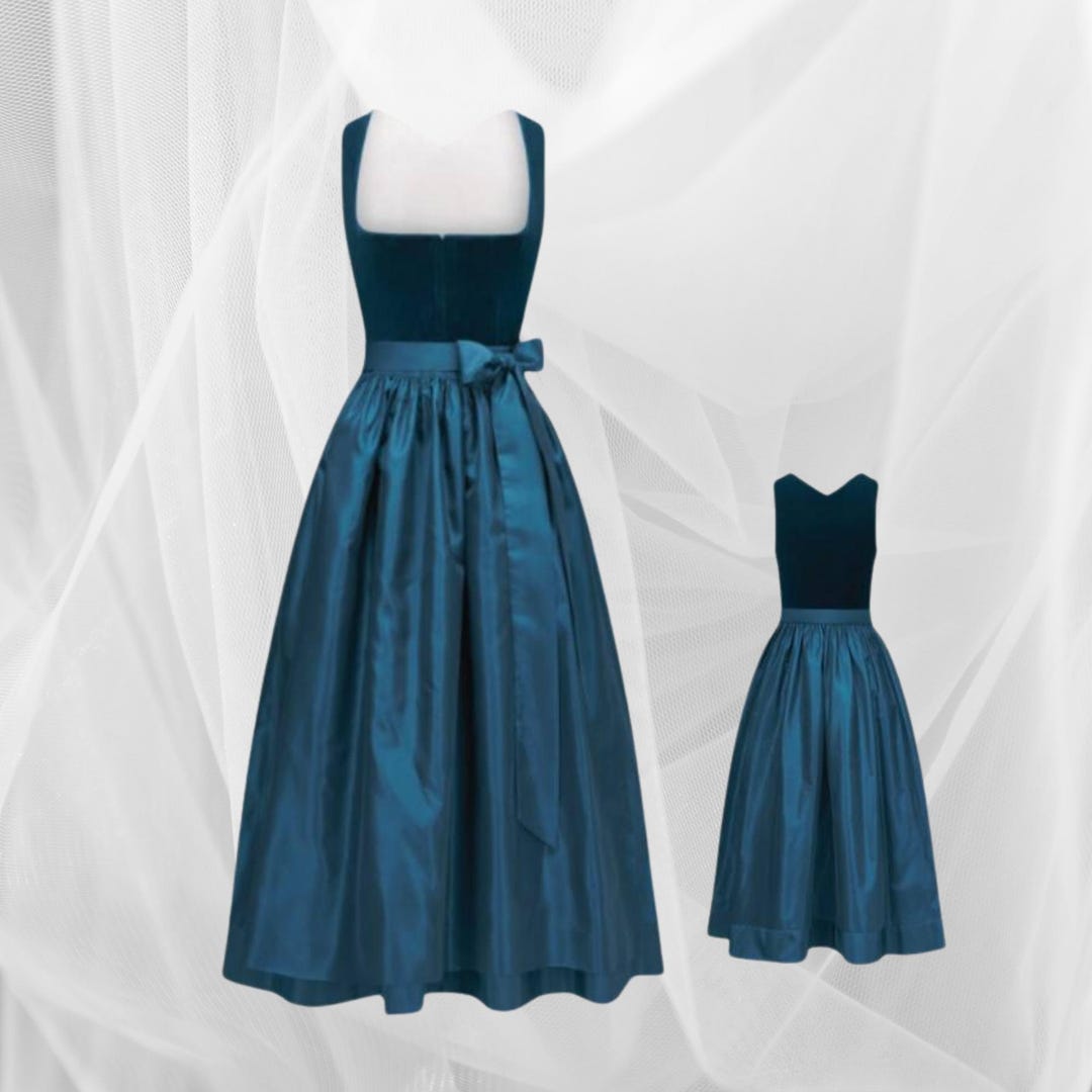 Royal Blue Velvet Dirndl Dress, Stunning Oktoberfest Outfit With ...