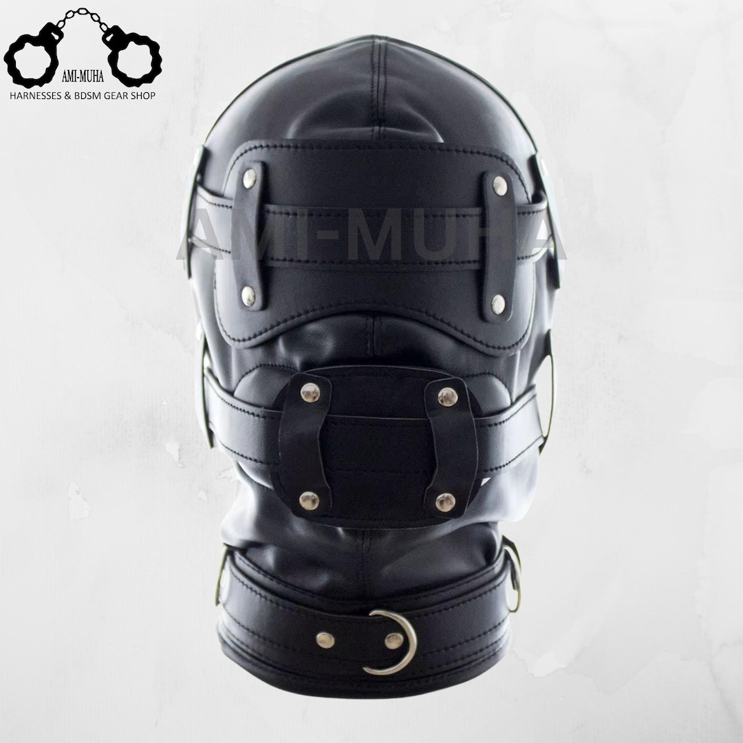 Leather Bondage Hoods or Blindfolds, Full Face SM Restraint Hoods ...