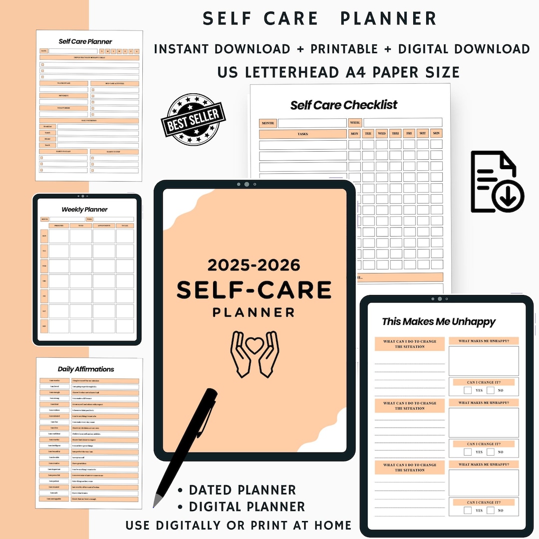 Self Care Planner Printable and Template For, Self-care Diary ...