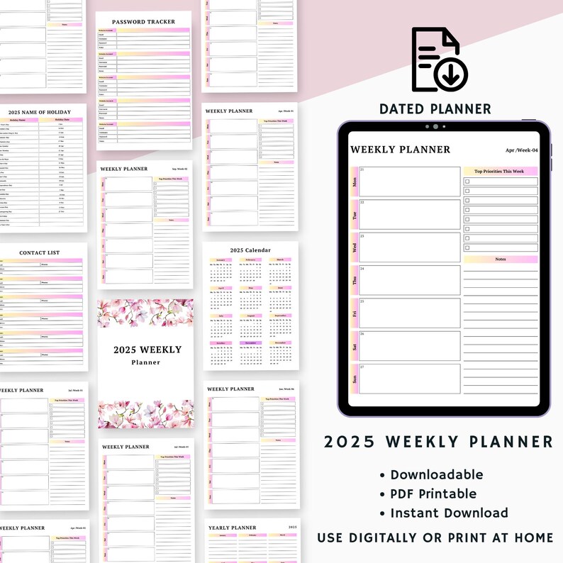 Printable Weekly Planner Template, Weekly Schedule, Weekly Calendar ...