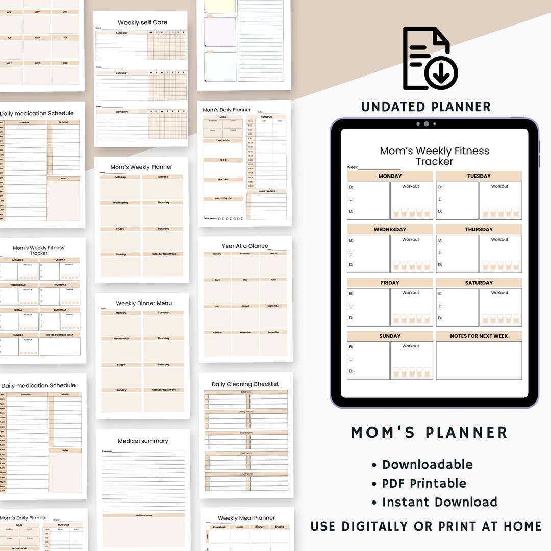 Busy Mother Planner Digital Template Stay Home Mother Planner Life ...