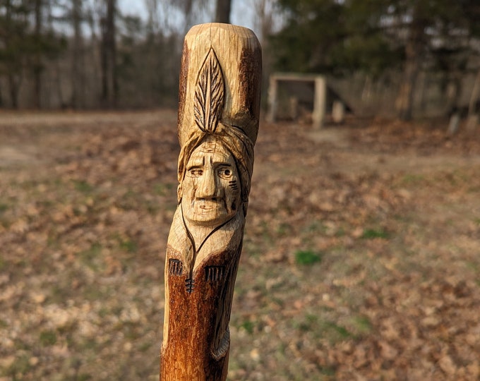 Indian Staff, Indian Walking Stick Carving - Staff - Hand Carved Indian ...