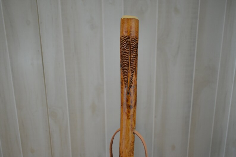 Turkey Feather Walking Stick Staff Hard Wood Hand Carved | Etsy