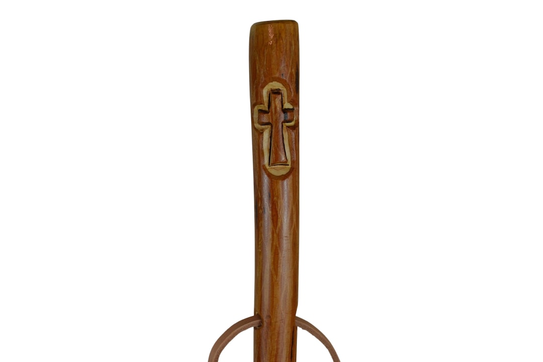 Hand Carved Christian Cross Walking Stick: Hickory Hiking Staff - Etsy