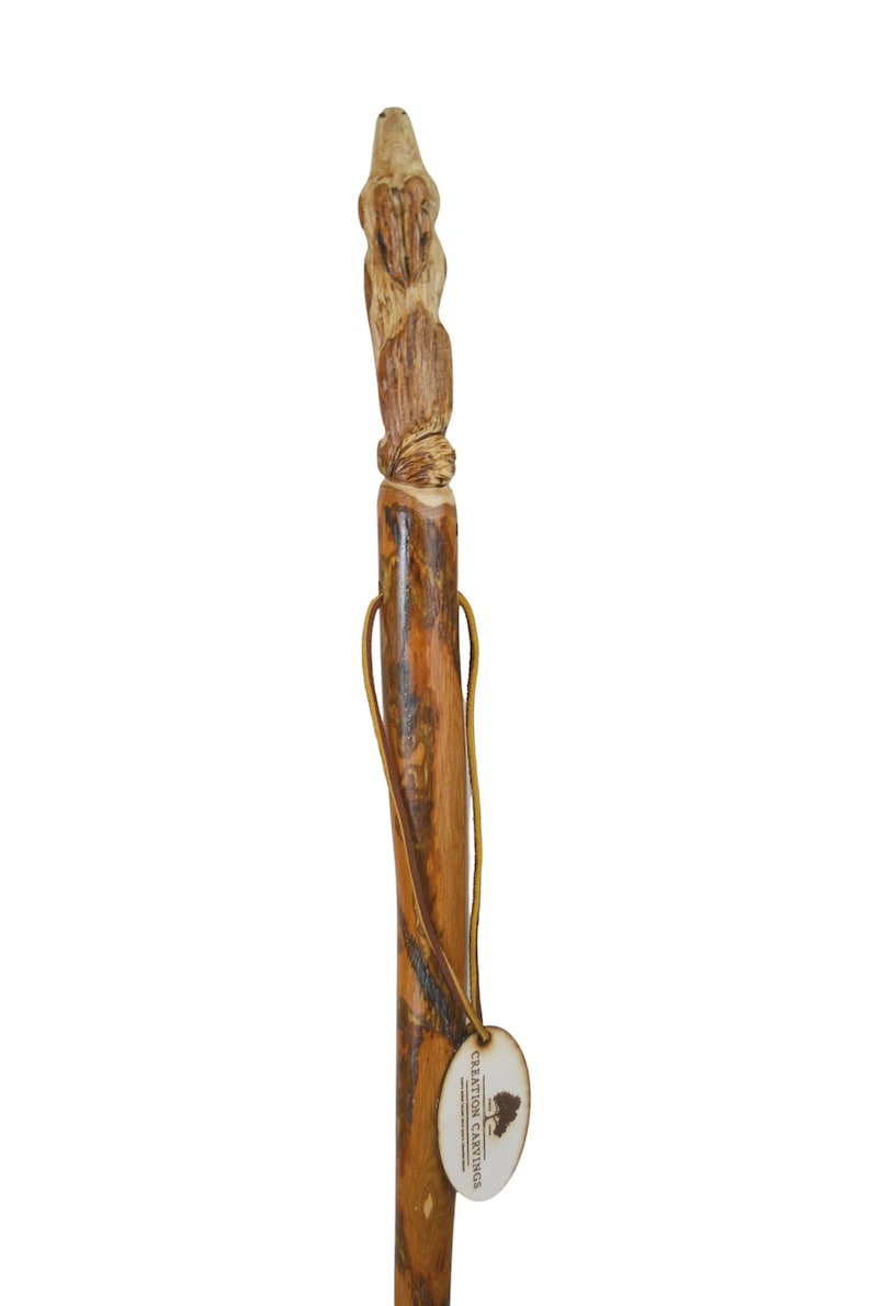 Hand Carved Wolf Walking Stick - Hardwood Hiking Staff - Etsy