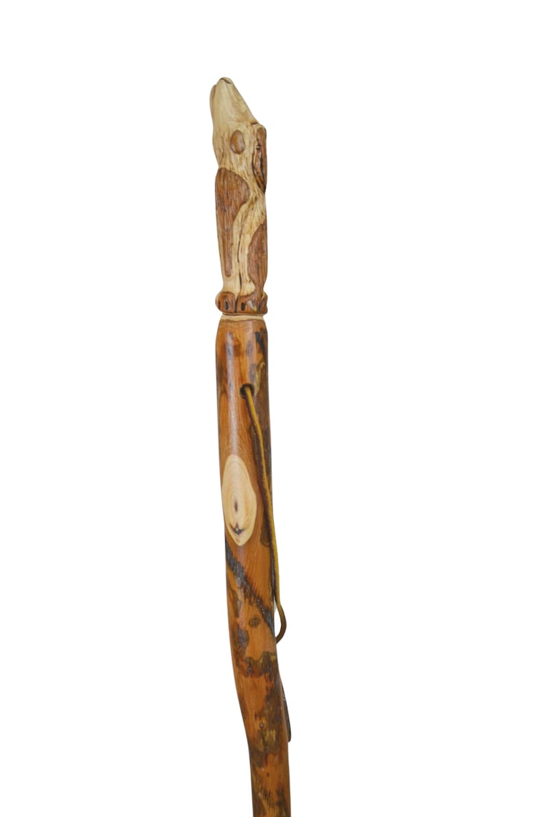 Hand Carved Wolf Walking Stick - Hardwood Hiking Staff - Etsy