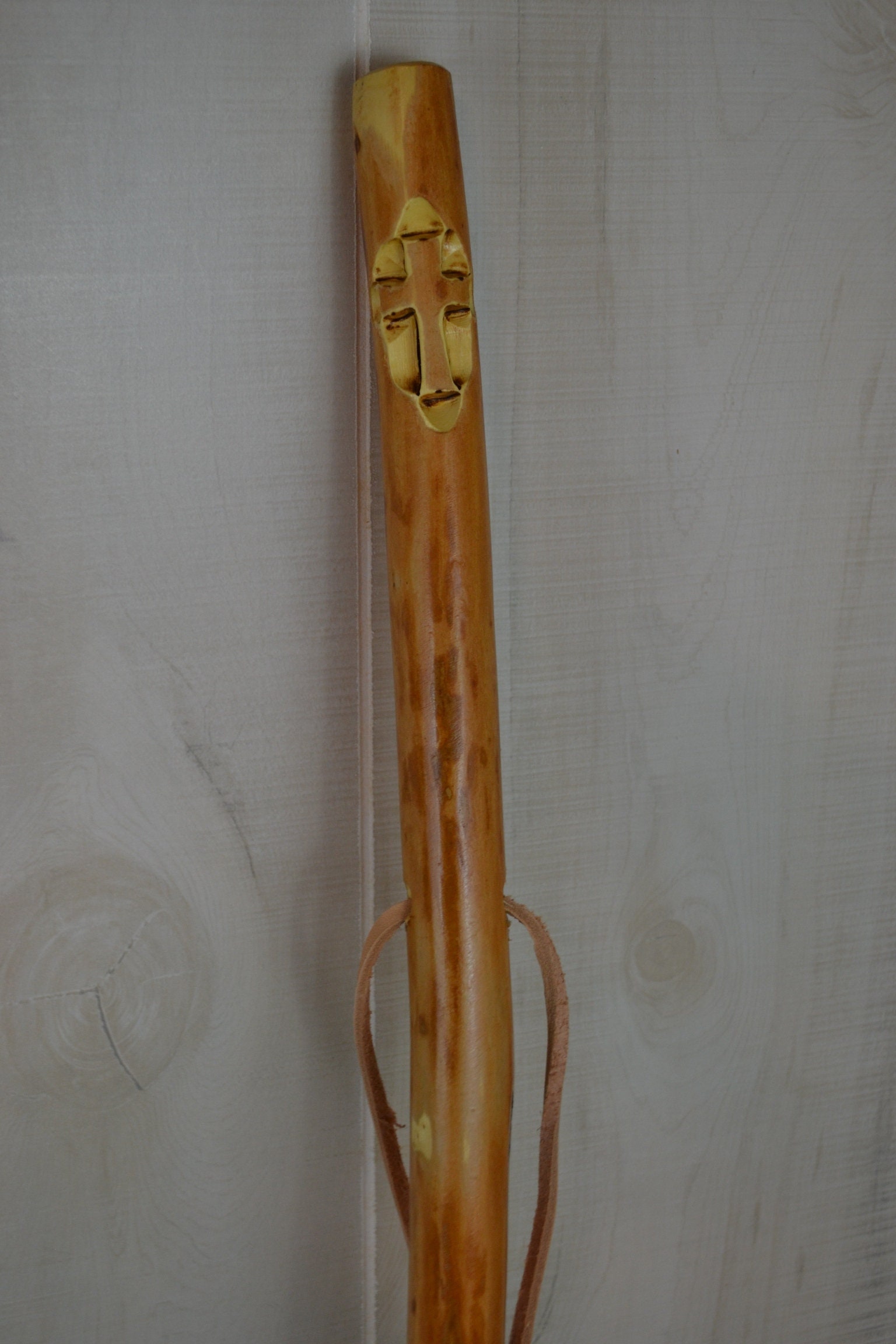 Hand Carved Cross Walking Stick - Ozark Hardwood Hiking Staff - Etsy