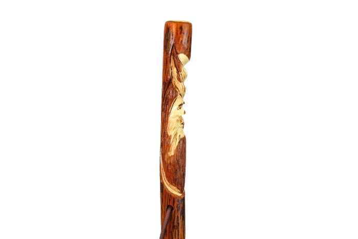Hand-carved Wood Spirit Walking Stick - Hardwood Hiking Staff - Etsy