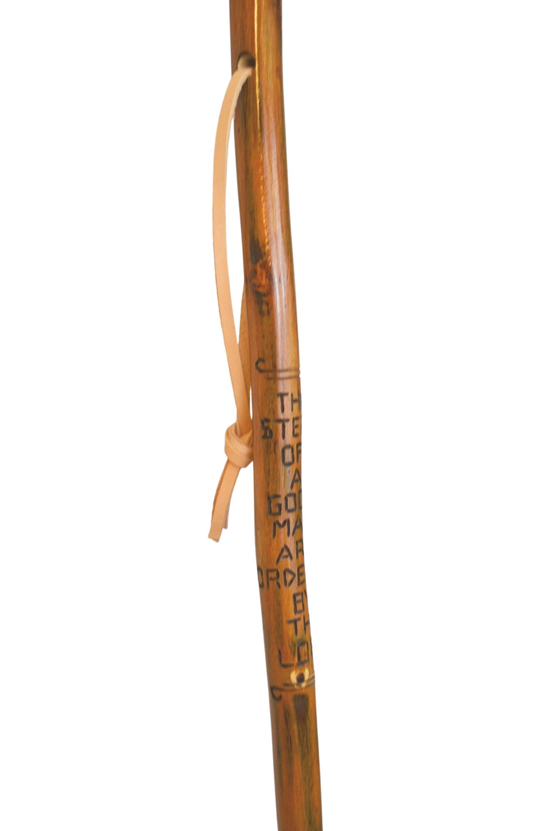 Hand-carved Hardwood Walking Stick: Bible Verse, Leather Strap - Etsy