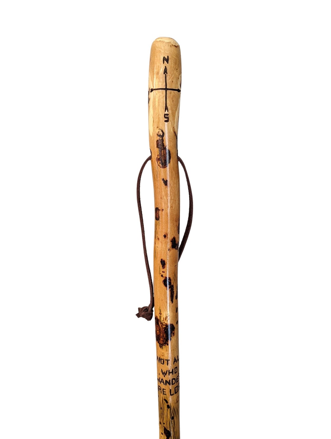 Hand Carved Hiking Stick: Compass & Quote, Ozark Wood Staff - Etsy