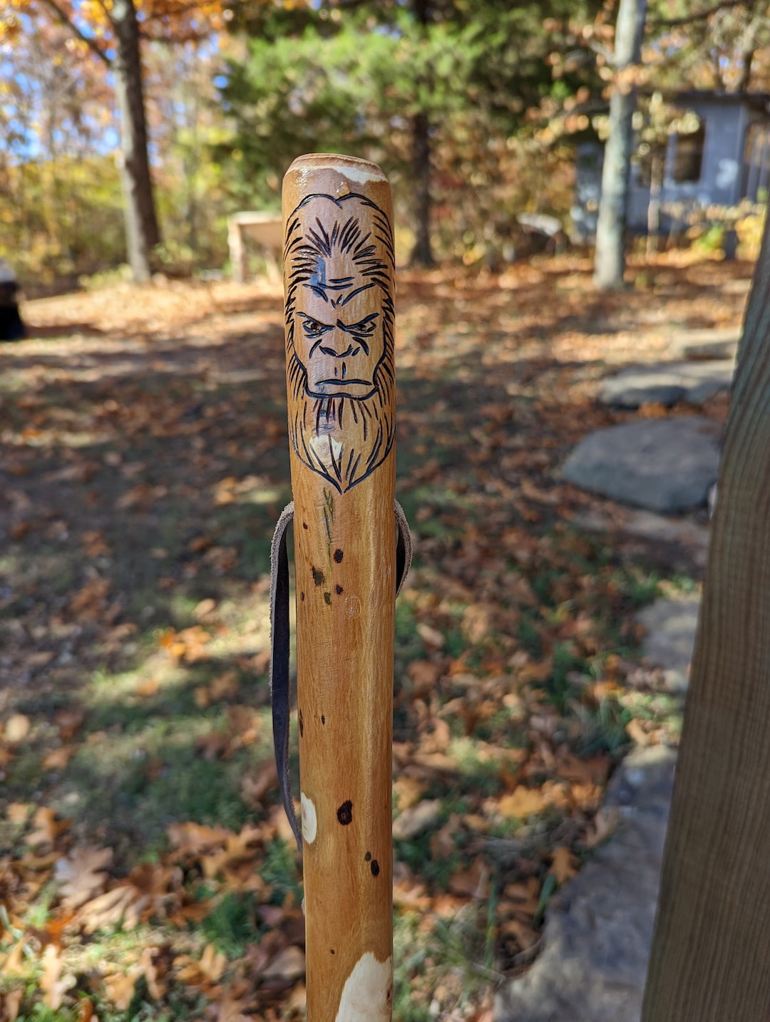 Hand Carved Sasquatch Walking Stick: Ozark Hiking Staff - Etsy