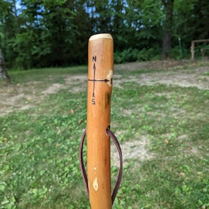Carving of Compass on Walking Stick, 2D Compass Hicking Stick, Hand ...