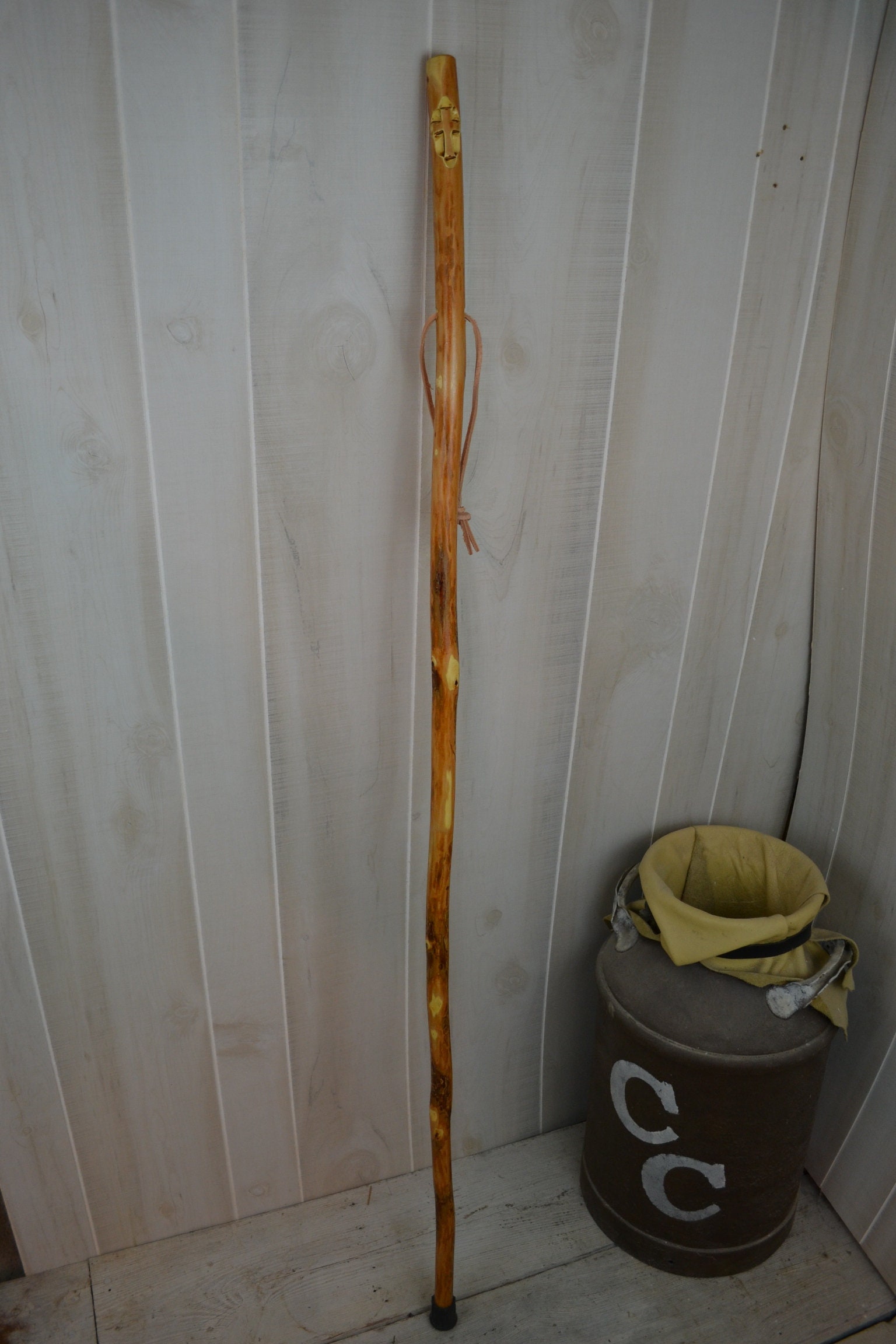 Hand Carved Cross Walking Stick - Ozark Hardwood Hiking Staff - Etsy