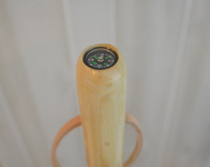 Compass Walking Stick - Hiking Stick With Compass on Top - Leather ...