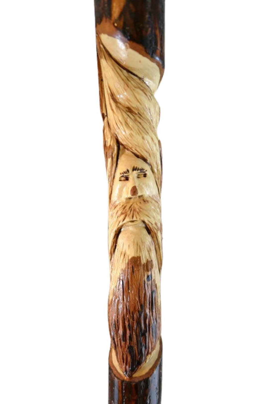 Hand-carved Wood Spirit Walking Stick - Hardwood Hiking Staff - Etsy
