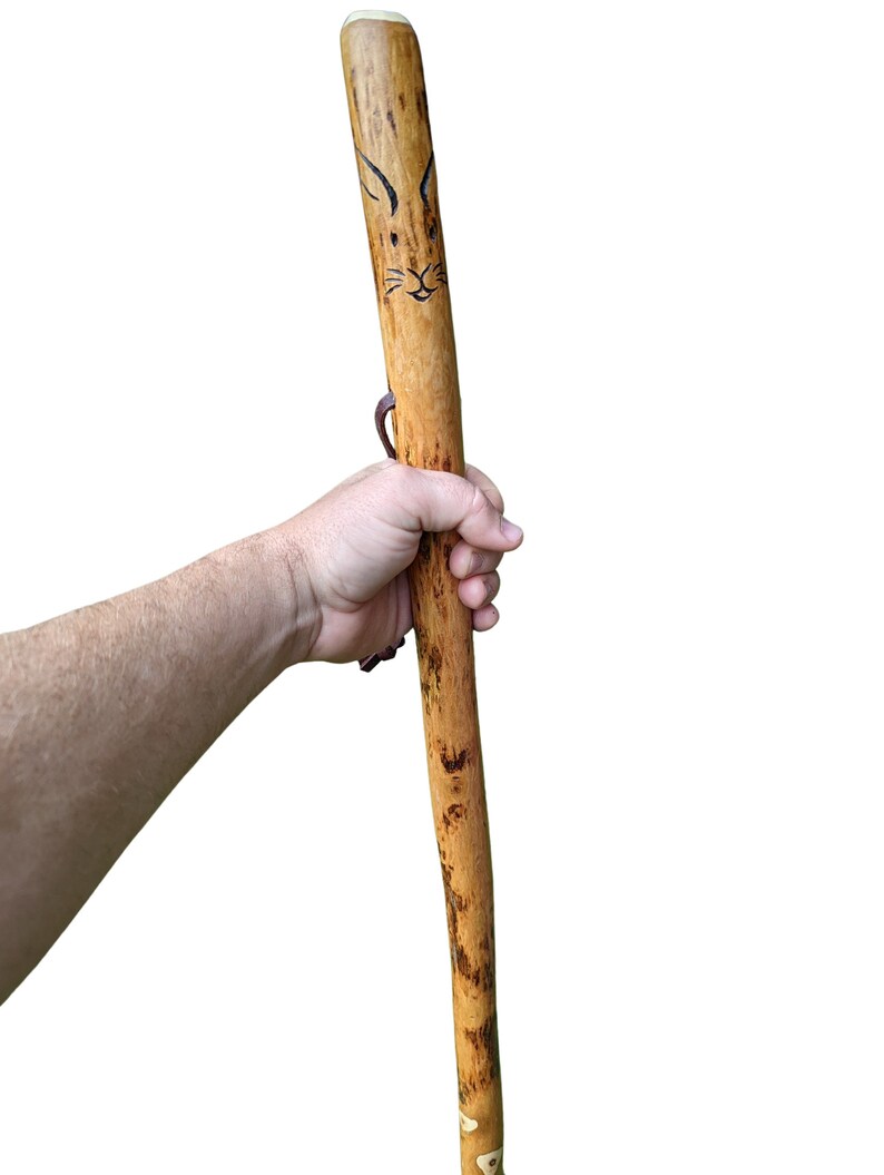 Carving of Rabbit on Walking Stick 2D Rabbit Walking Stick - Etsy
