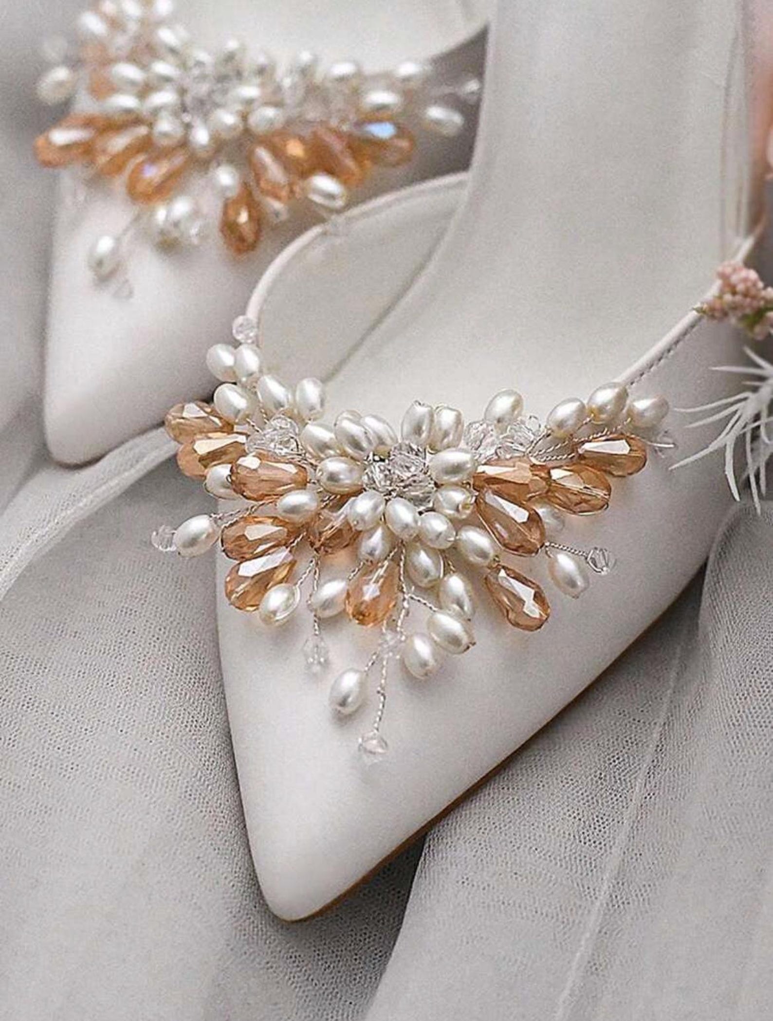 Pair of Shoe Clips for Wedding, Bridal Accessories, Clip Heels Parties ...