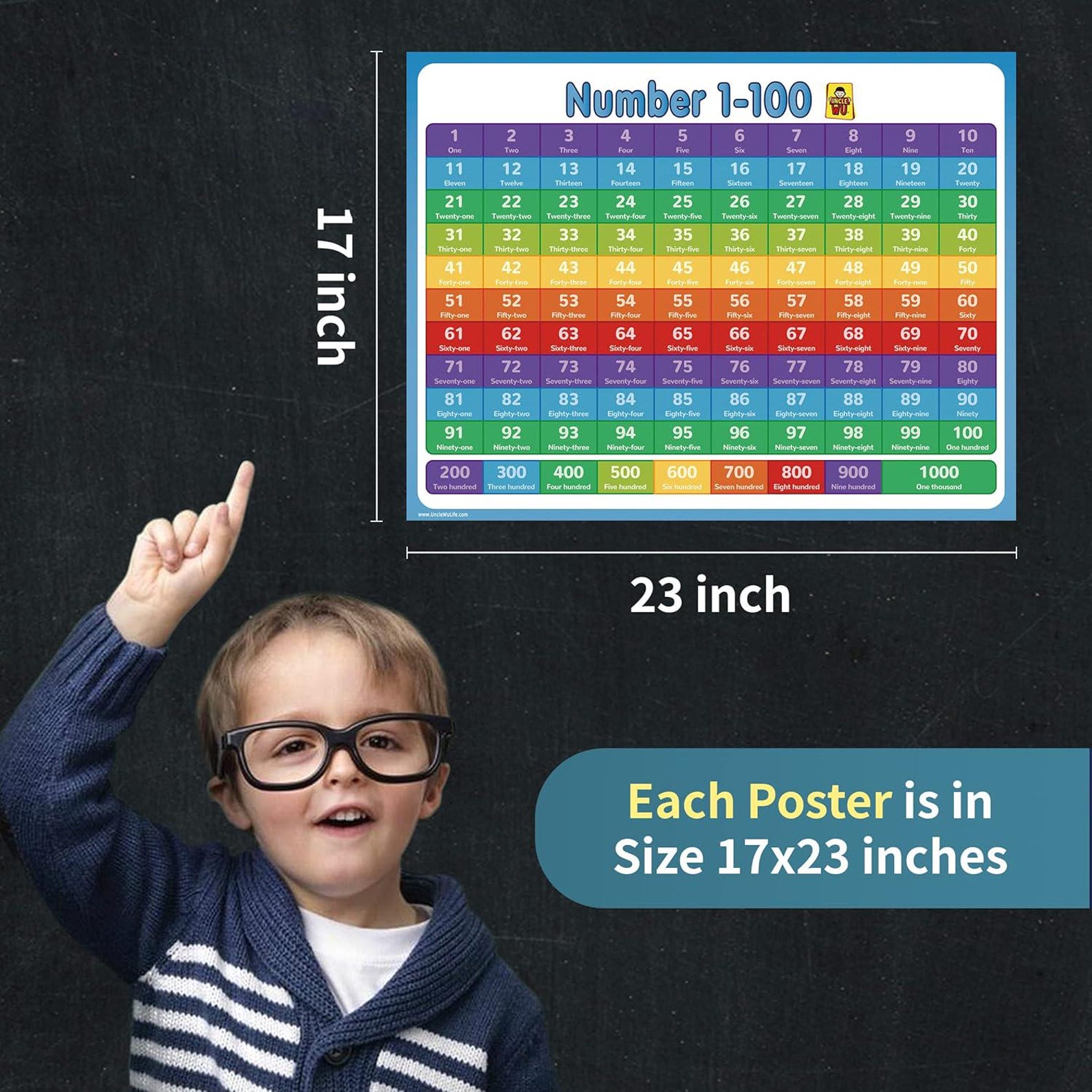 1-1000 Number Chart: Laminated Math Poster for Kids - Etsy