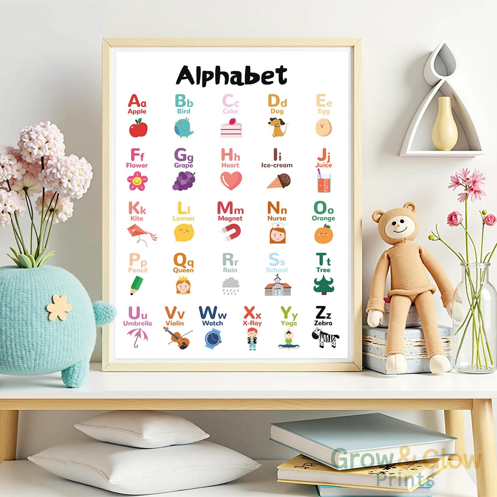 Alphabet Chart Poster -wall Spell ABC Teach Toddler Poster ((digital ...