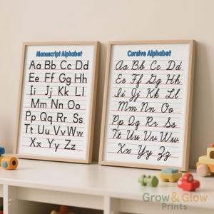 Cursive /manuscript Alphabet Chart Poster -homeschool Teach Toddler ...