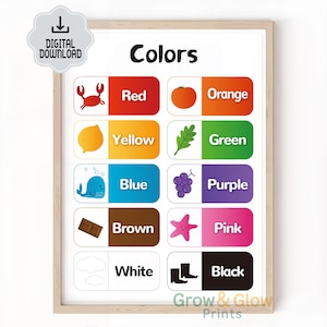 Learning Colors Chart for Kids-educational Wall Posters for Teacher and ...