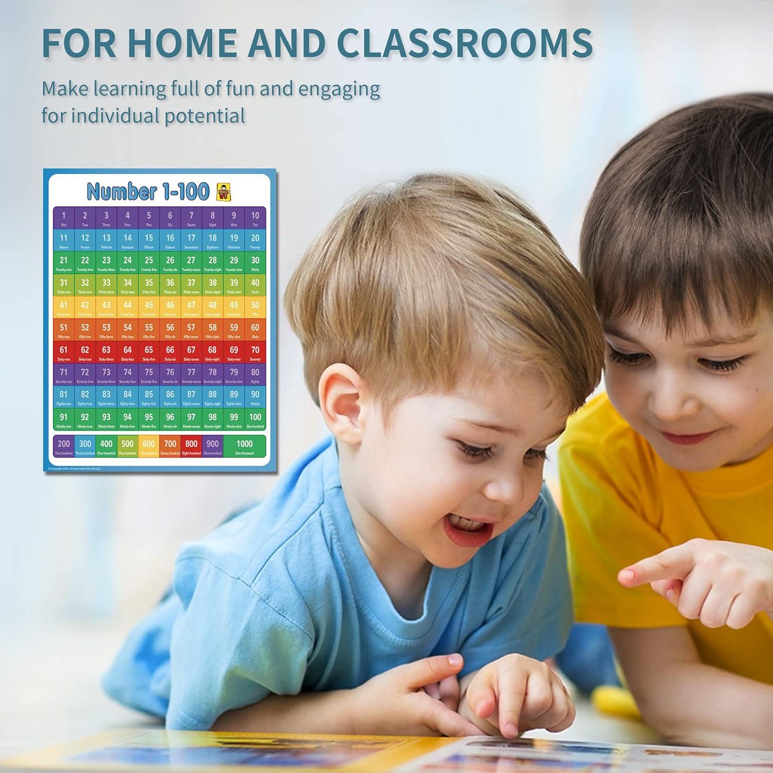 1-1000 Number Chart: Laminated Math Poster for Kids - Etsy