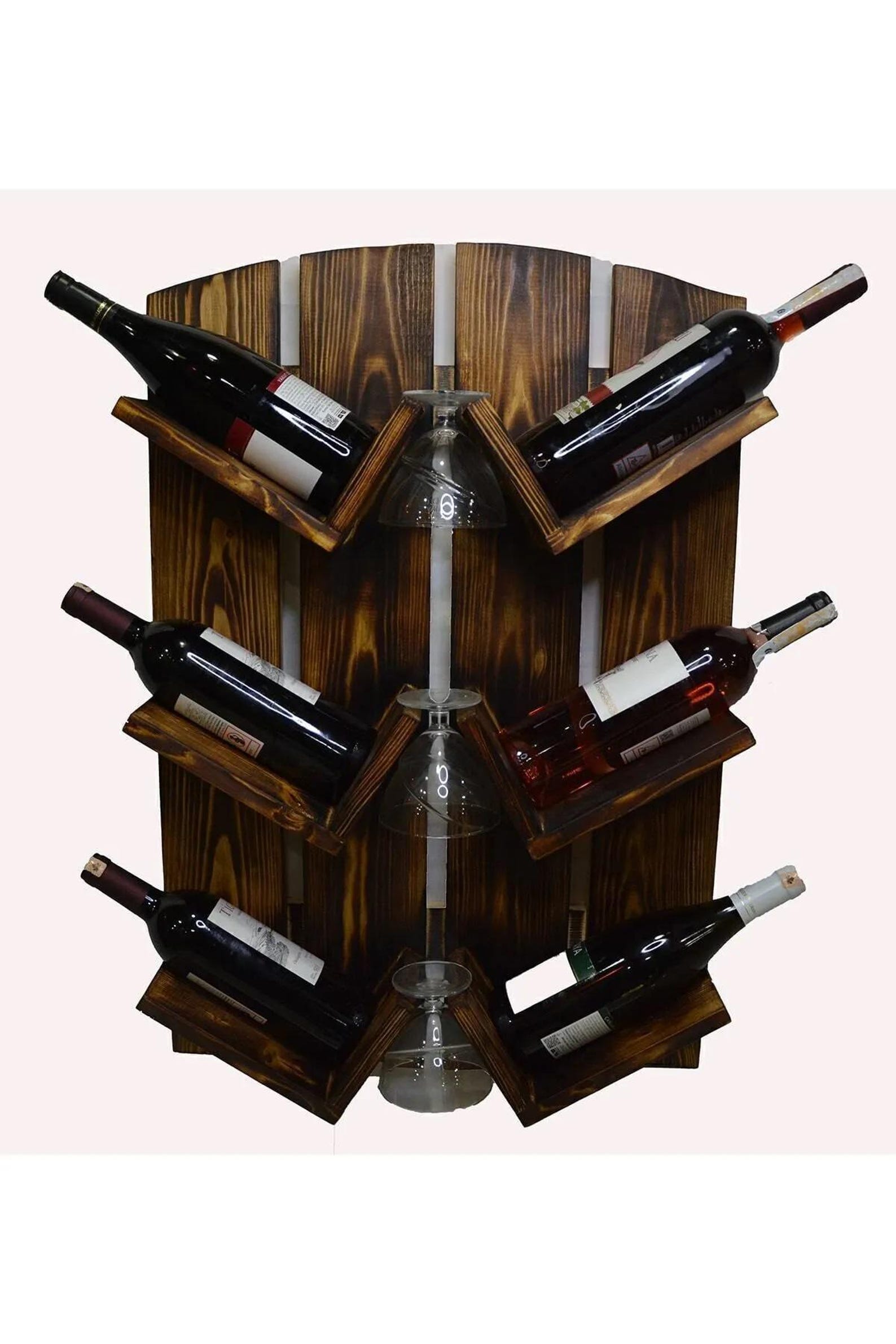 Handmade Wine Rack Rustic Wooden Wine Rack Decorative Mini Bar Wall ...