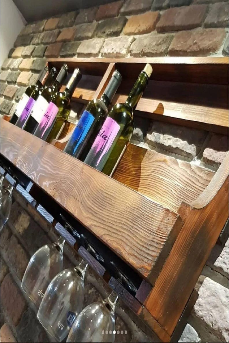 Handcrafted Wine Rack Solid Wood Wall-mounted Wine Rack Holds 14 ...