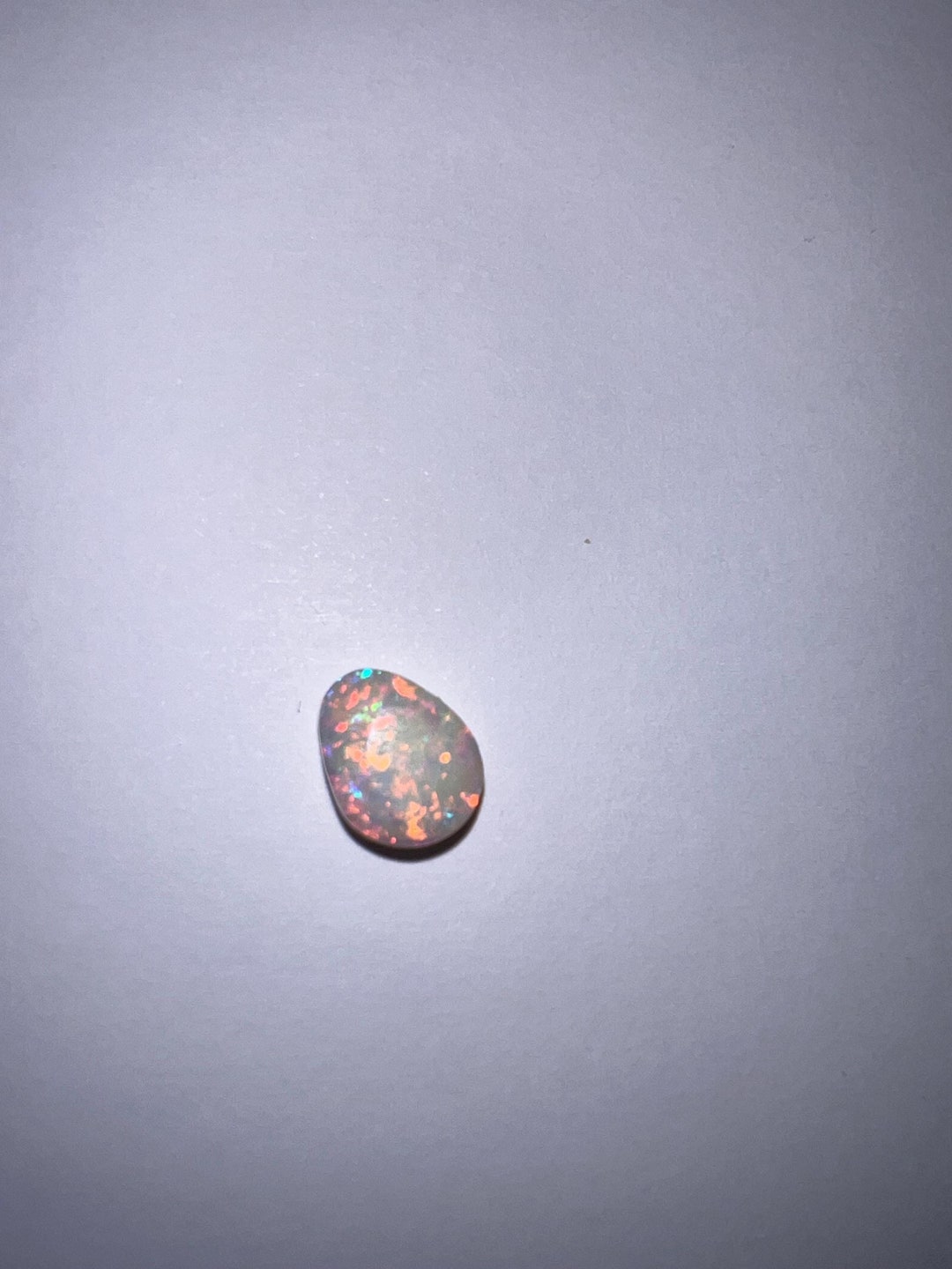 Coober Pedy White Opal Tear Drop Stone 2.2 Carats Vibrant Play of Color ...