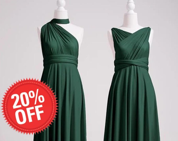 Dark Green Summer Dress, Multi-way Dress, Casual Dress, Convertible ...