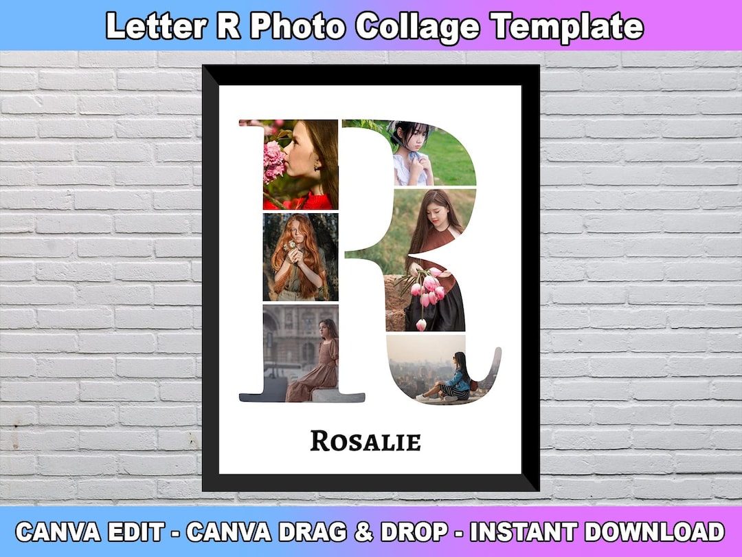 Letter R Photo Collage Template, Letter R Custom Name, Initial Photo ...