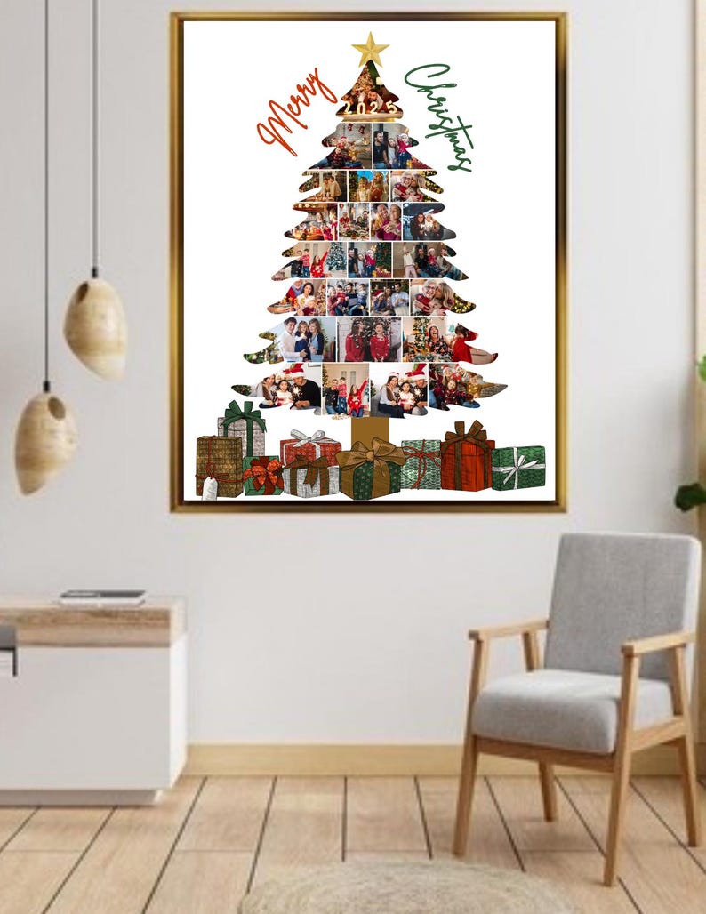 Christmas Tree Collage Template, Christmas Photo Collage, 2025 New Year ...