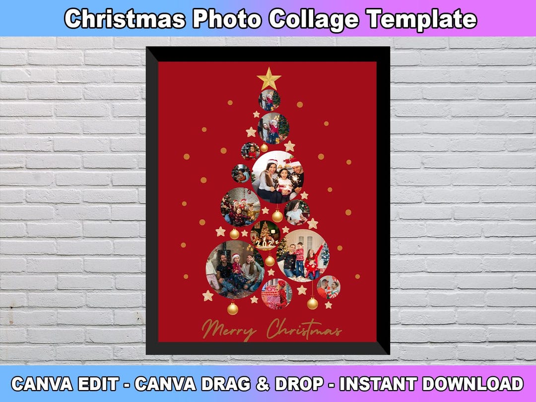 Christmas Tree Collage Template, Christmas Photo Collage, 2025 New Year ...