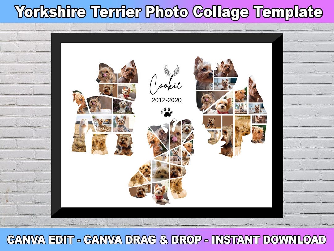 Yorkshire Terrier Photo Collage, Dog Memorial Collage, Remembering ...