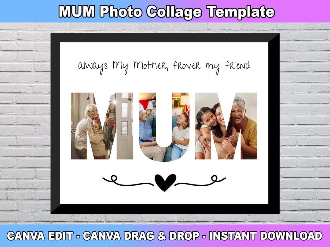 MUM Photo Collage Template, Personalized Mother's Day Gift for Mom ...