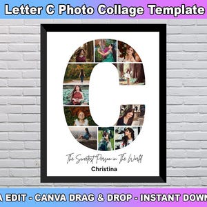 Letter C Photo Collage Template, Letter Custom Name, Initial Photo ...